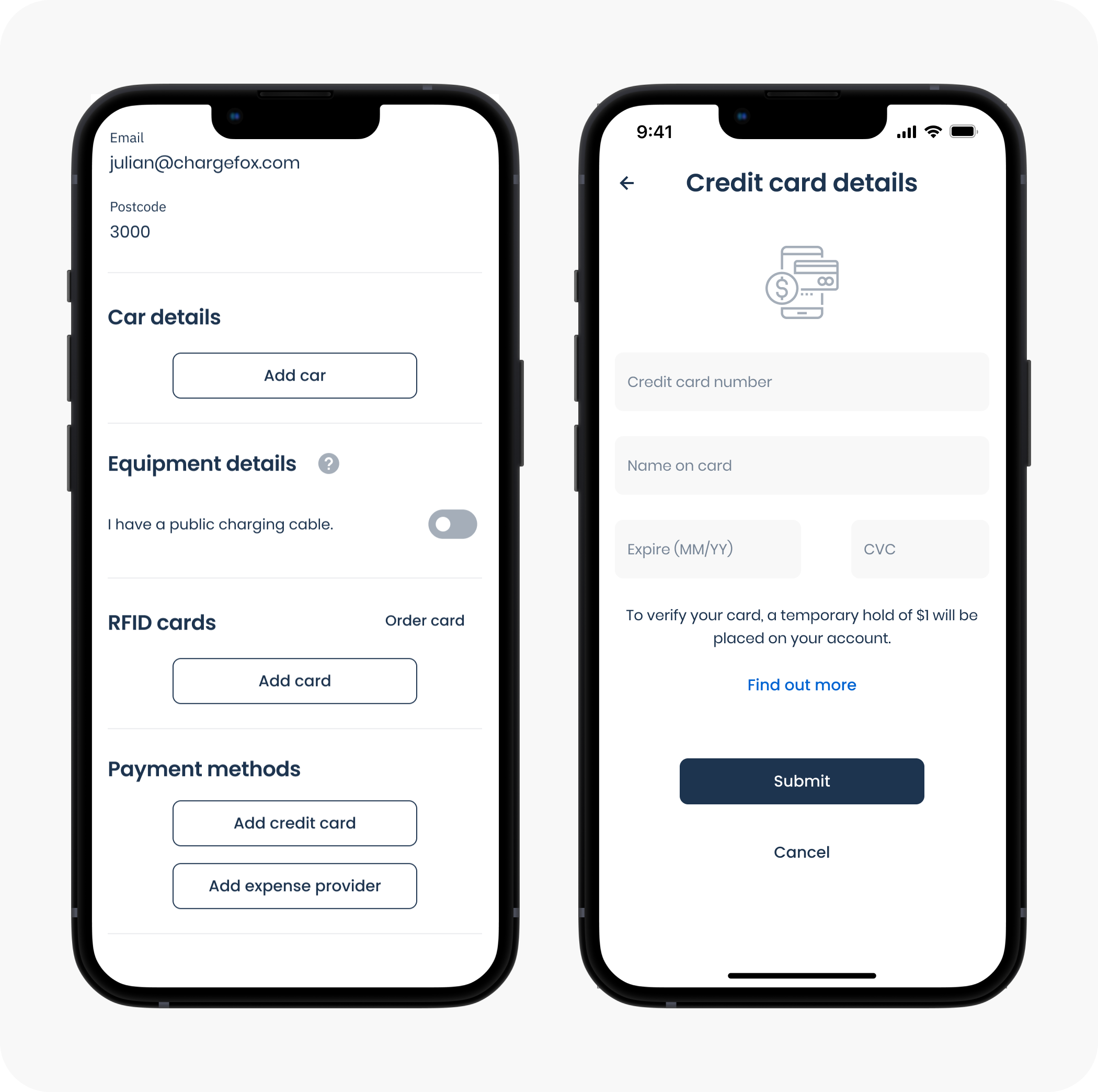 Adding a credit card to your account – Chargefox Pty Ltd